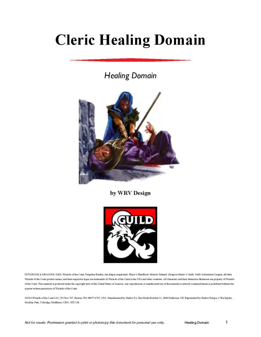 Cleric Healing Domain - Dungeon Masters Guild | DriveThruRPG