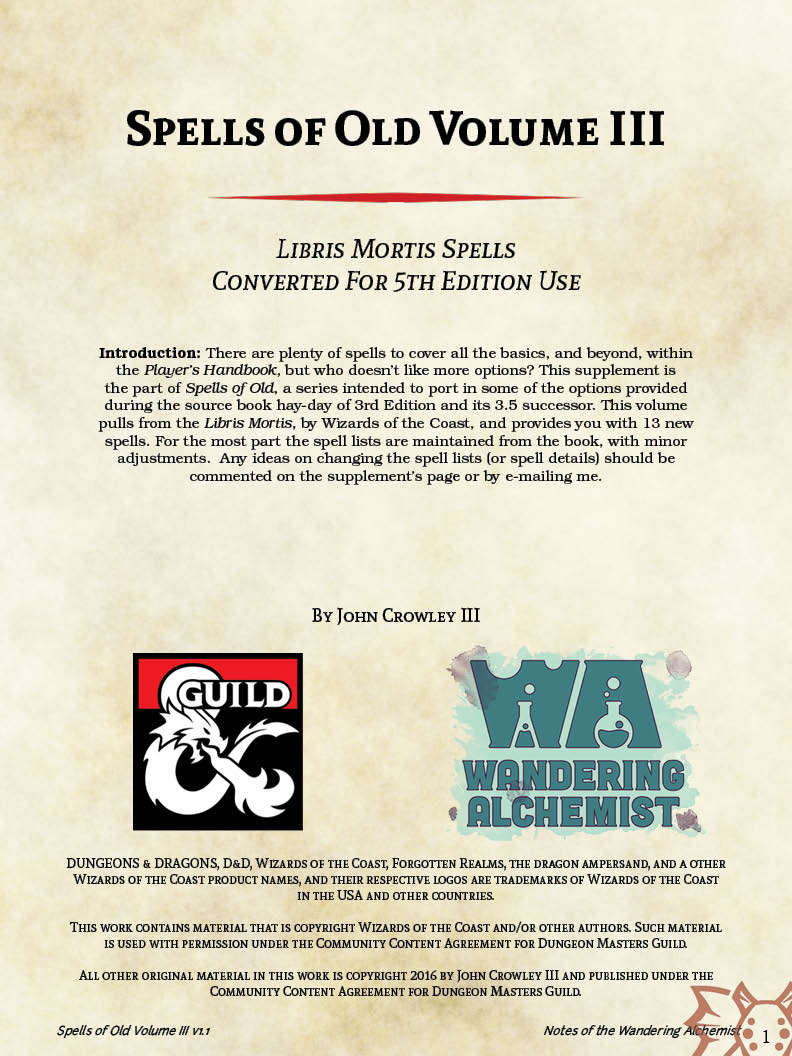 Spells of Old Volume III - Dungeon Masters Guild | DriveThruRPG