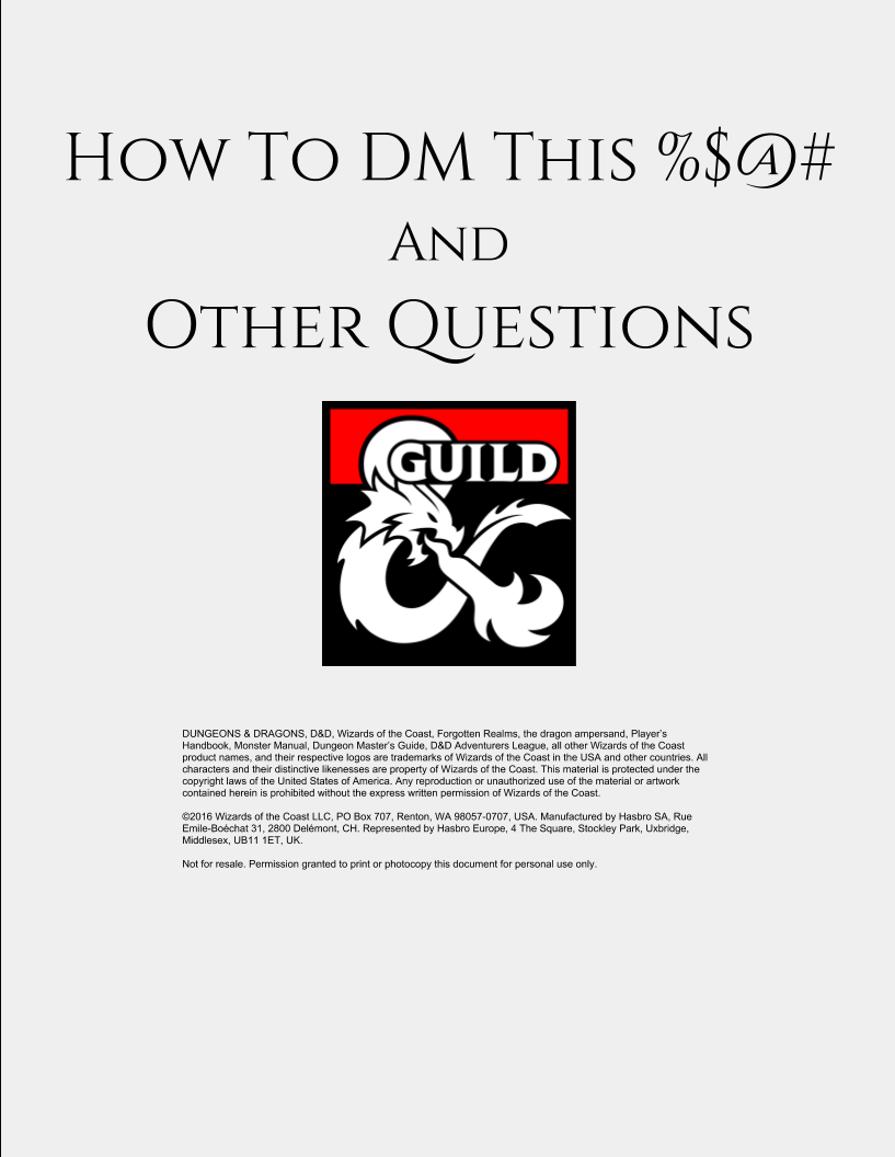 How to DM this %$@# and Other Questions - Dungeon Masters Guild ...