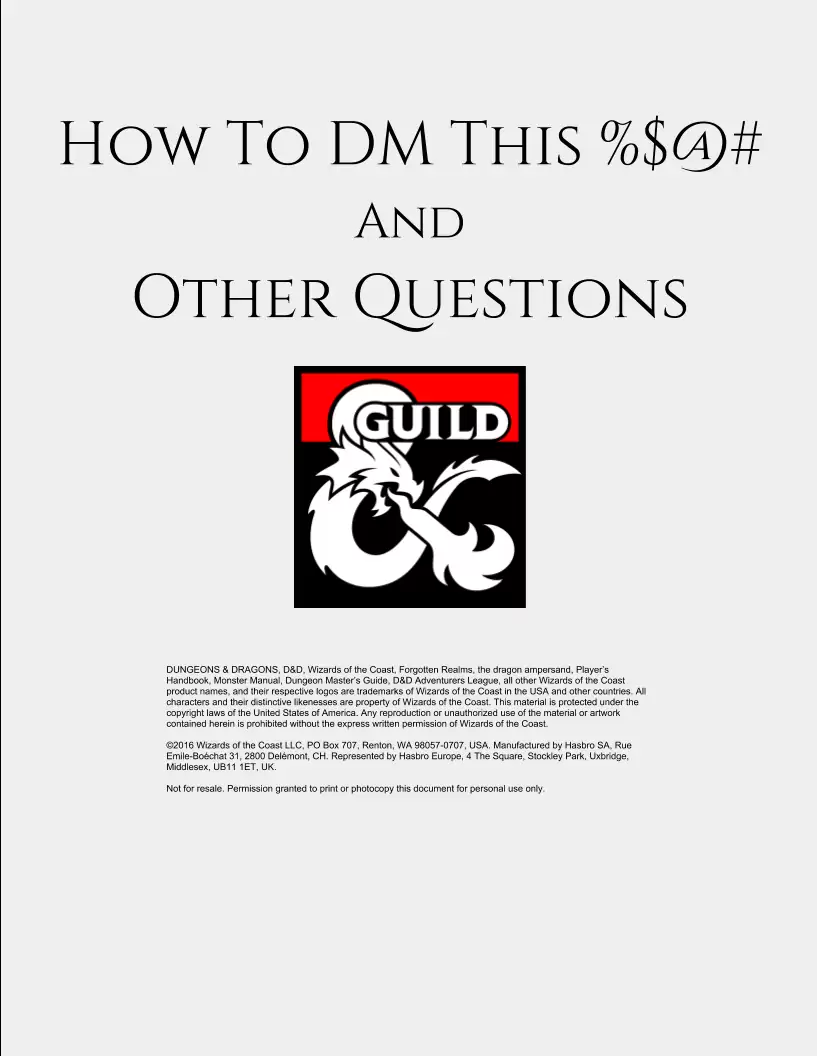 How to DM this %$@# and Other Questions - Dungeon Masters Guild ...