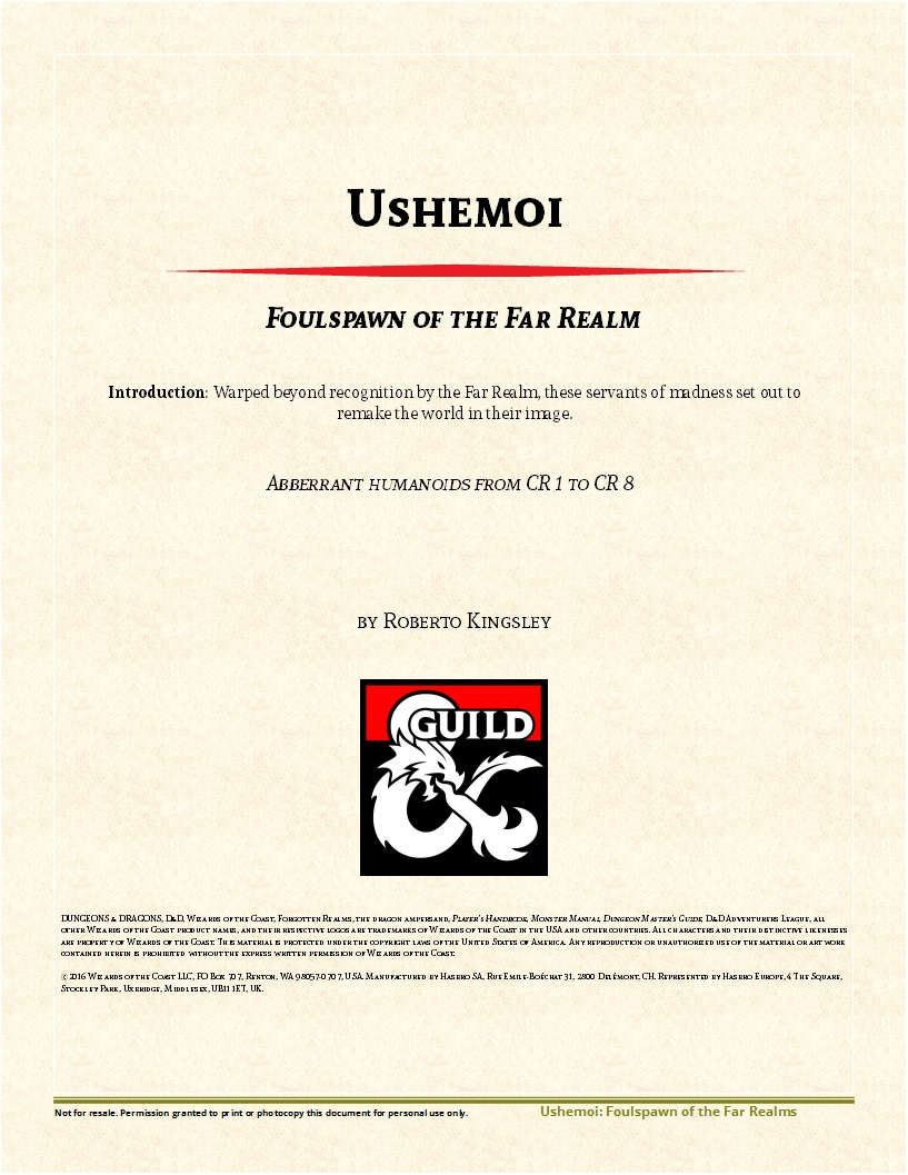 Ushemoi: Foulspawn of the Far Realm - Dungeon Masters Guild | DriveThruRPG