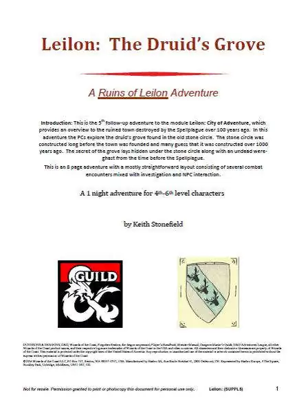 Leilon: The Druid's Circle - Dungeon Masters Guild | DriveThruRPG