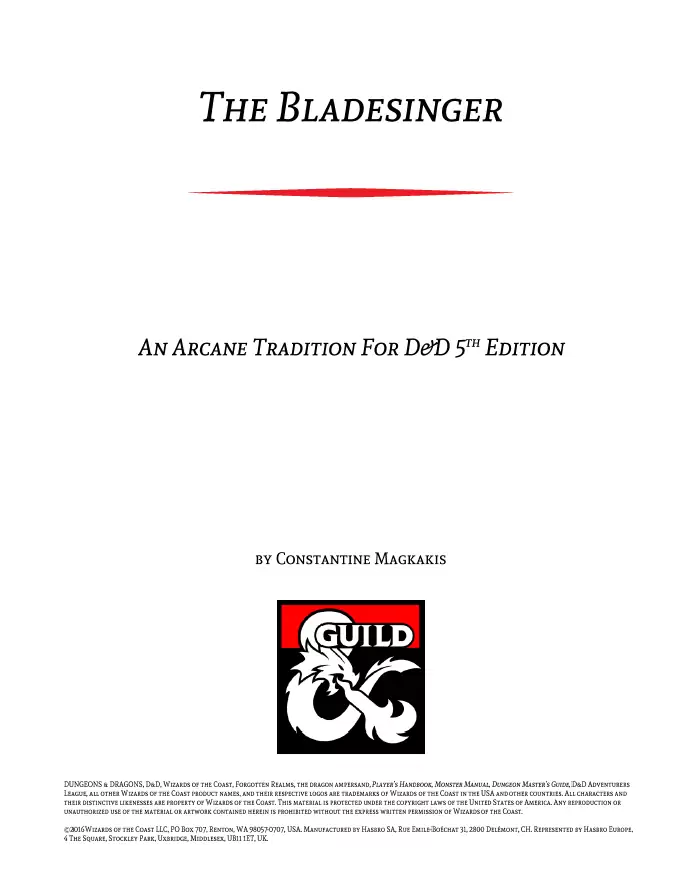 Bladesinger Revised - Dungeon Masters Guild | DriveThruRPG