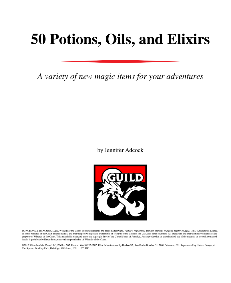 50 Potions, Oils, and Elixirs - Dungeon Masters Guild | DriveThruRPG