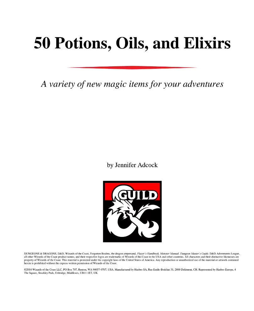 50 Potions, Oils, and Elixirs - Dungeon Masters Guild | DriveThruRPG