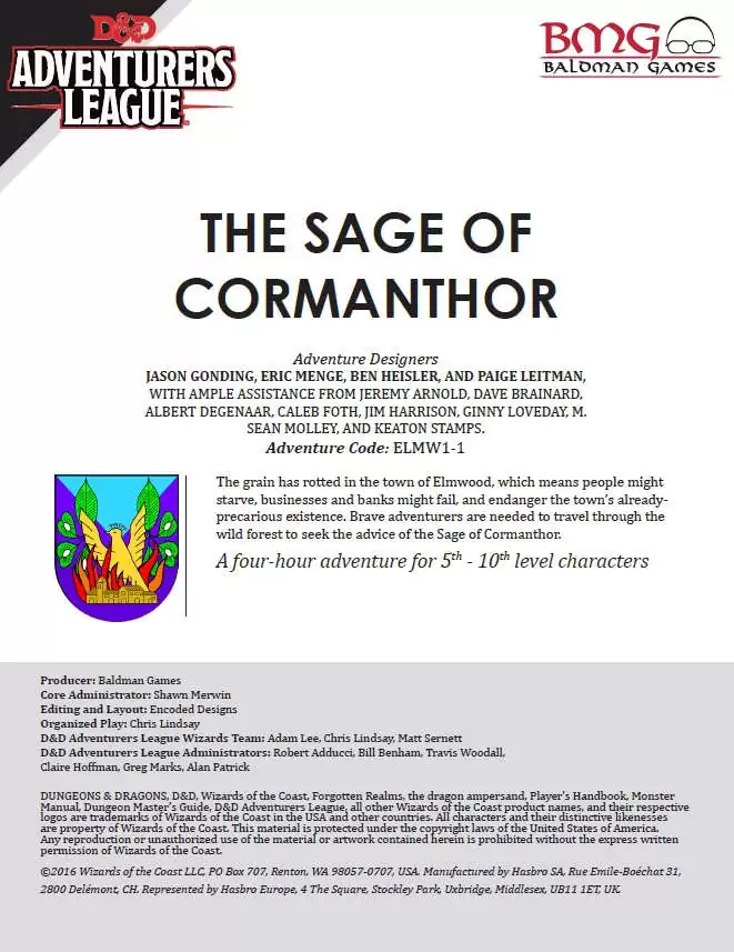 CCC-BMG-16 ELM 1-1 The Sage of Cormanthor - Dungeon Masters Guild ...