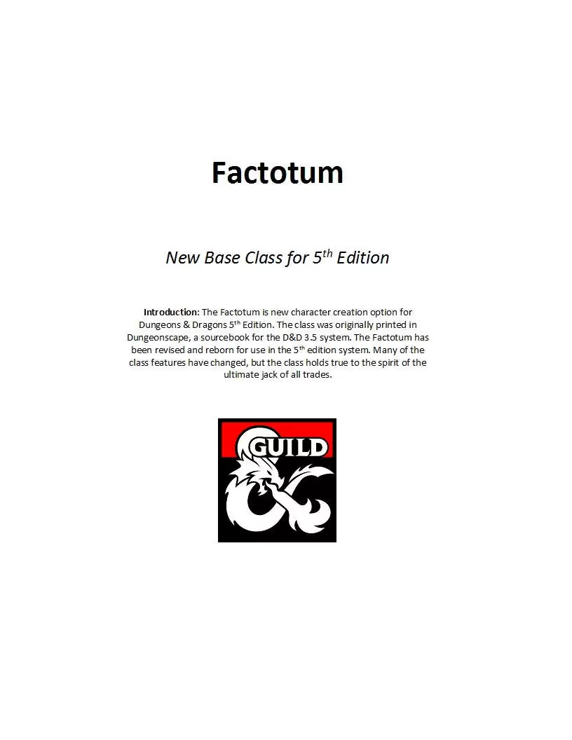 Factotum - New 5e Base Class with Archetypes - Dungeon Masters Guild ...