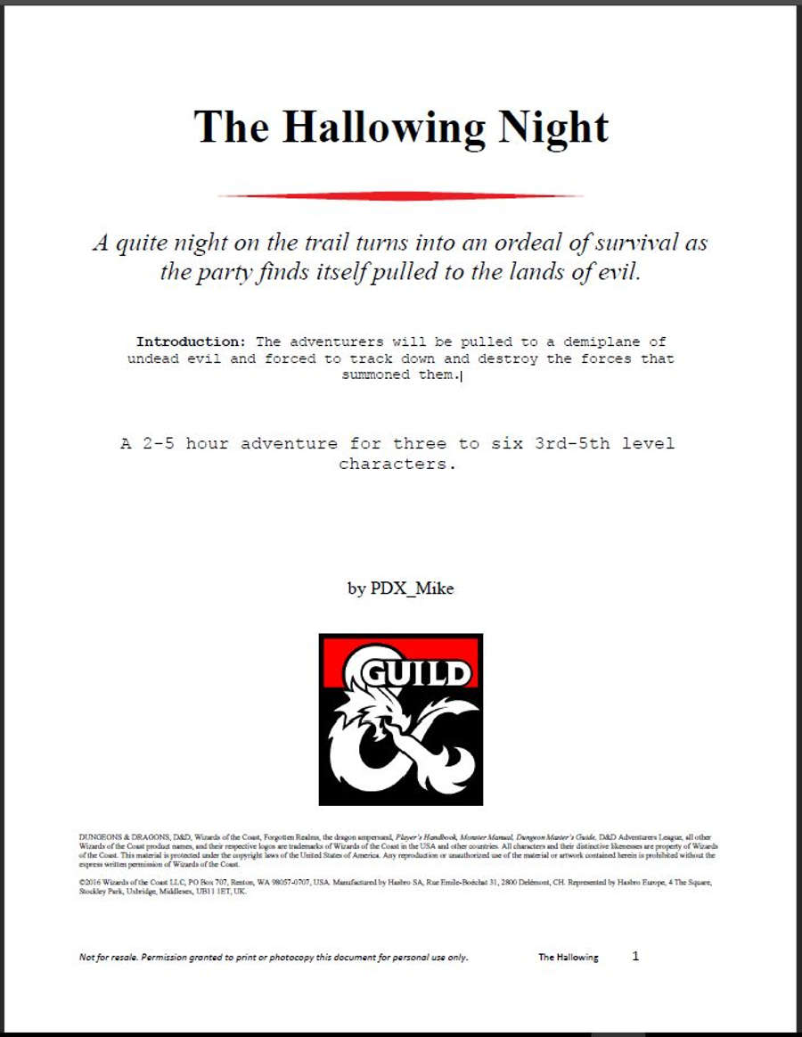 Hallowing Night - Dungeon Masters Guild | DriveThruRPG