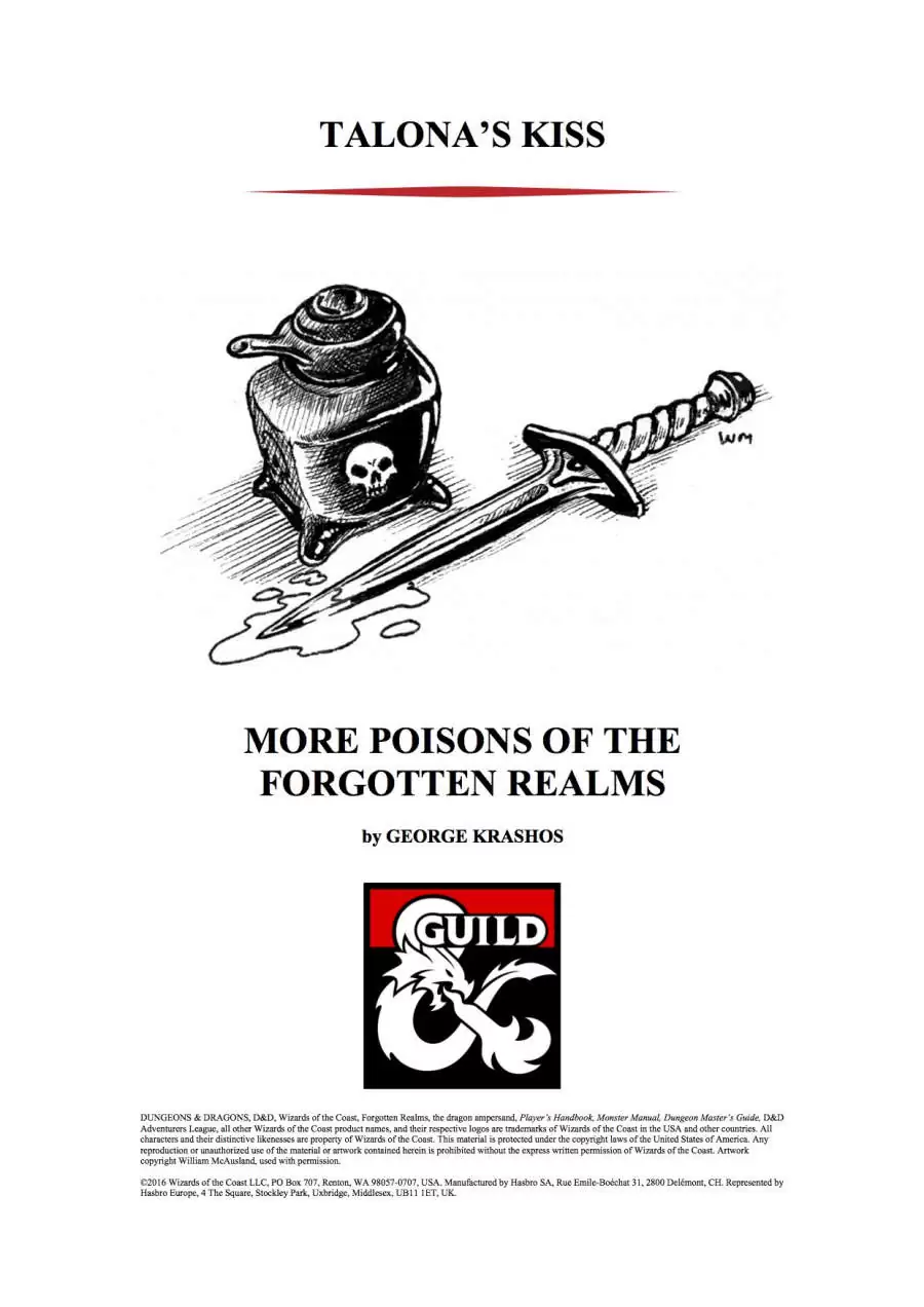 Talona's Kiss: More Poisons of the Forgotten Realms - Dungeon Masters ...