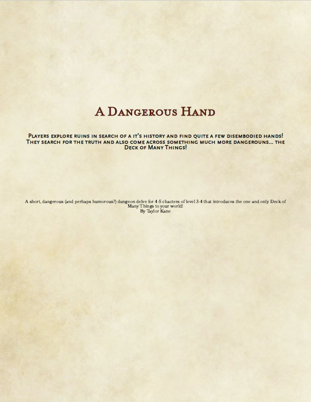 A Dangerous Hand - Dungeon Masters Guild | DriveThruRPG