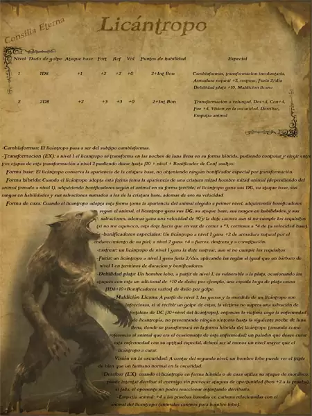 Clase Licantropo 3.5e (espanol) - Dungeon Masters Guild | DriveThruRPG