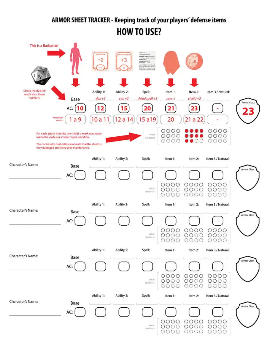 ARMOR SHEET TRACKER - Keeping track of your players’ defense items ...