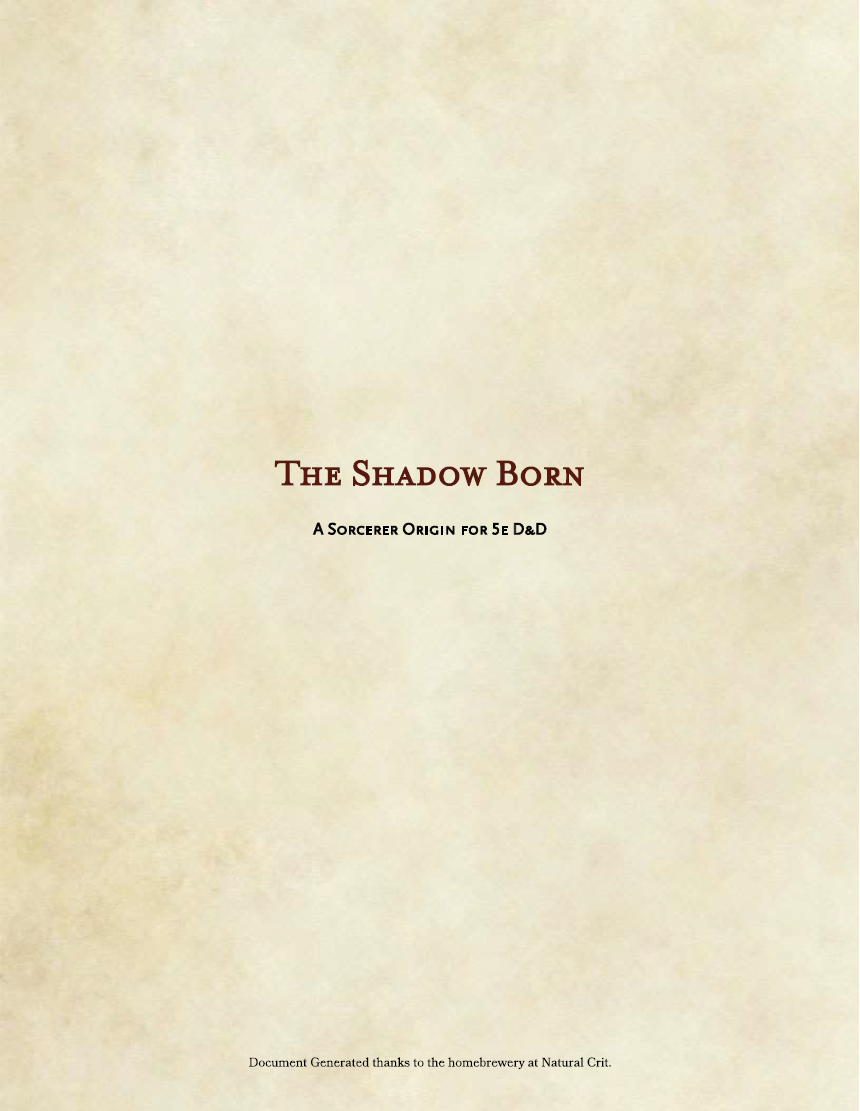 Shadow Born, A Sorcerer Origin - Dungeon Masters Guild | DriveThruRPG