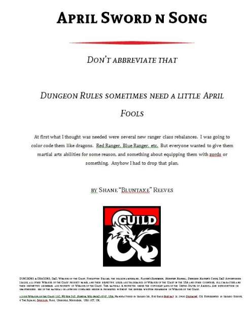 April Sword n Song - Dungeon Masters Guild | DriveThruRPG