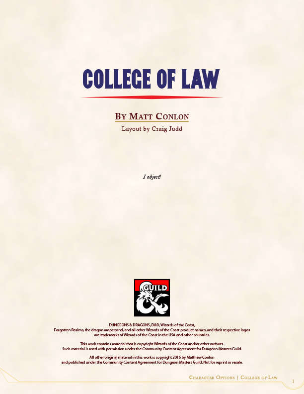 Bard Option: College of Law - Dungeon Masters Guild | DriveThruRPG