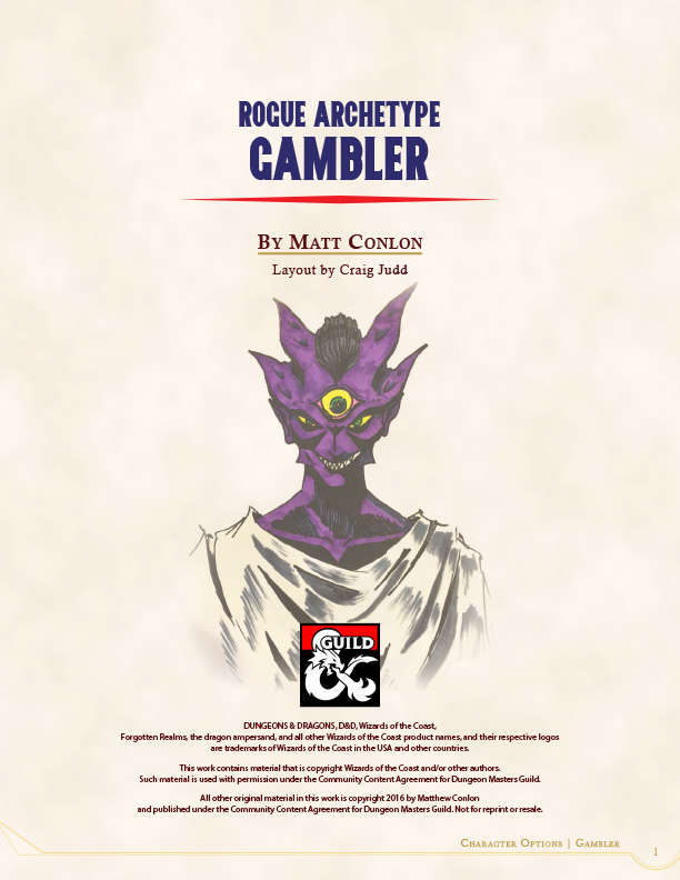Rogue Archetype: The Gambler - Dungeon Masters Guild | DriveThruRPG