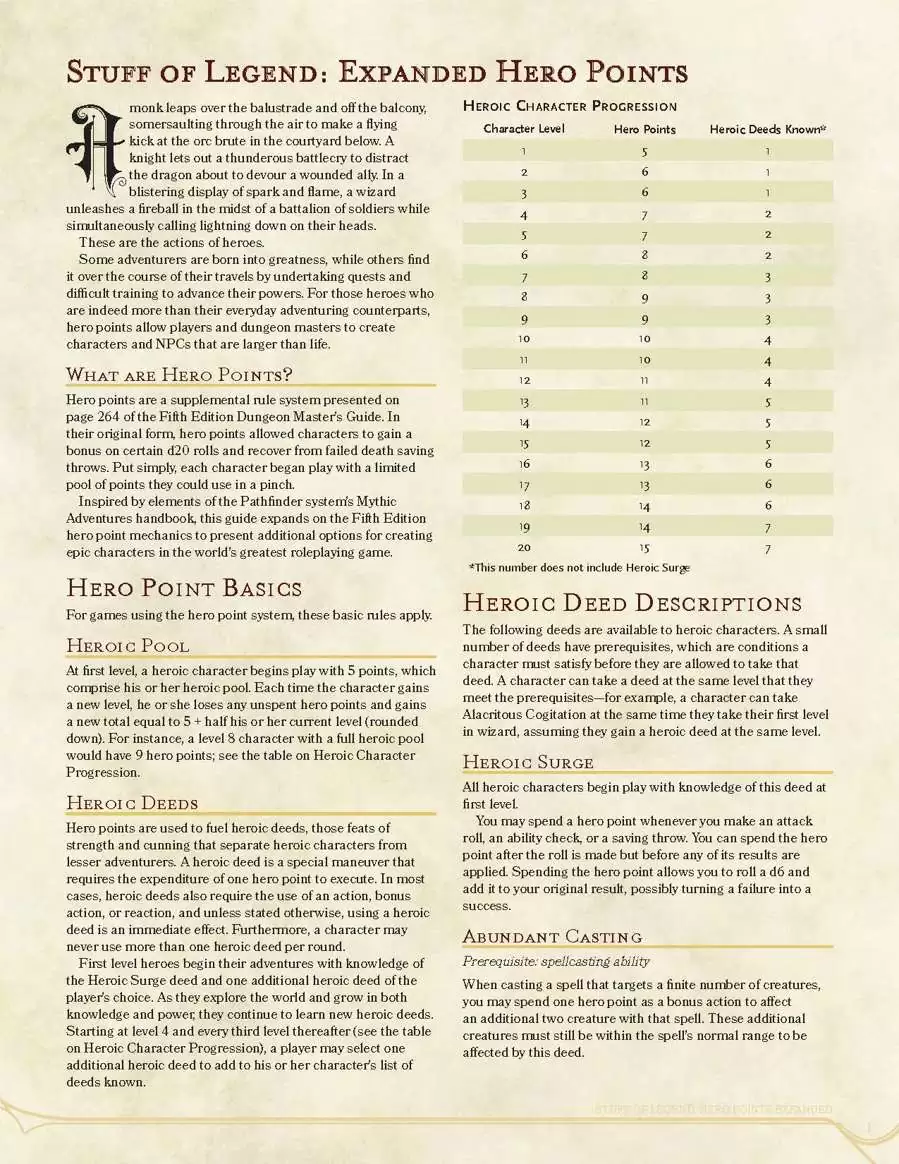 Stuff of Legend - Hero Points Expanded - Dungeon Masters Guild ...
