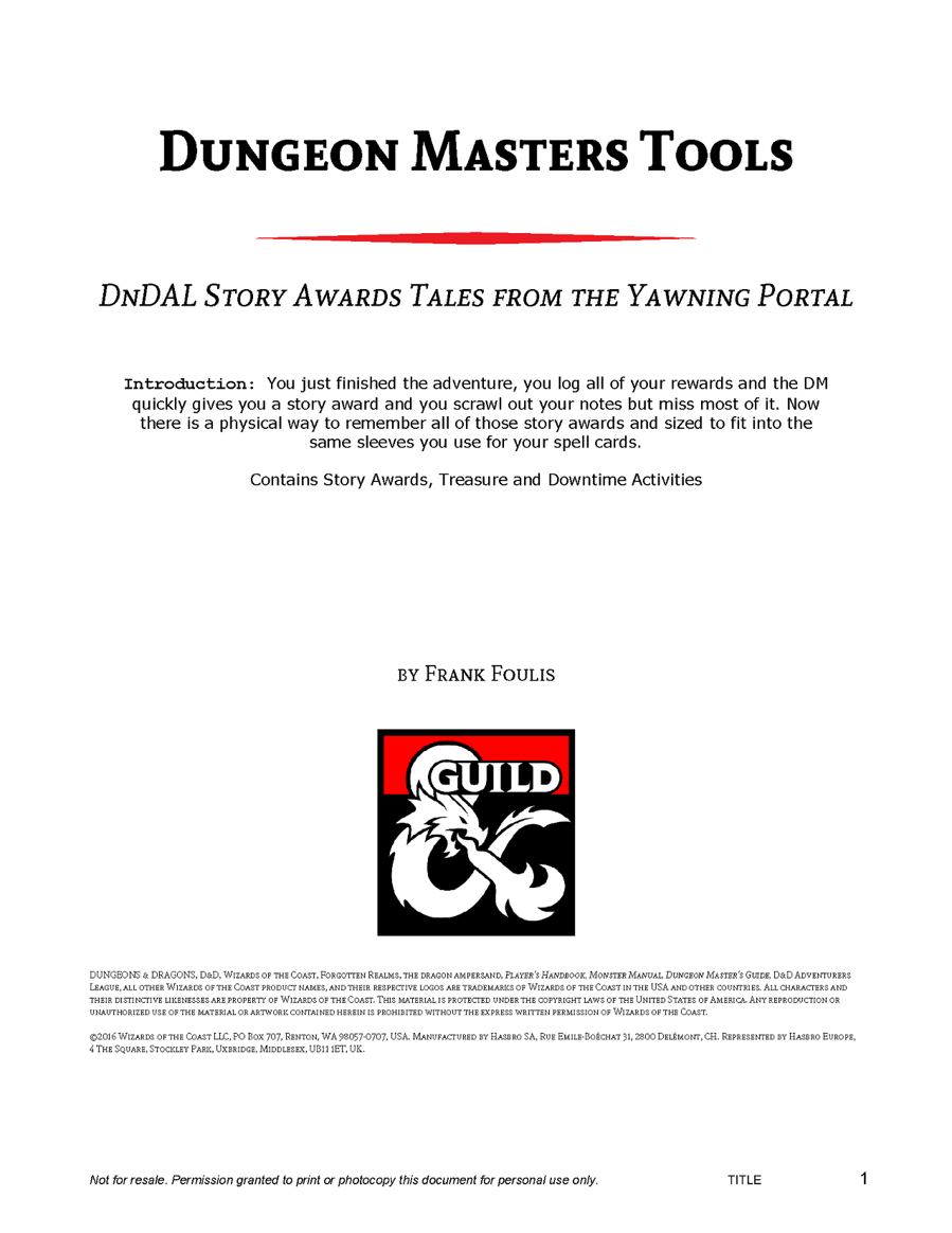 Dungeon Master Tools: DnDAL Tales from the Yawning Portal - Dungeon ...
