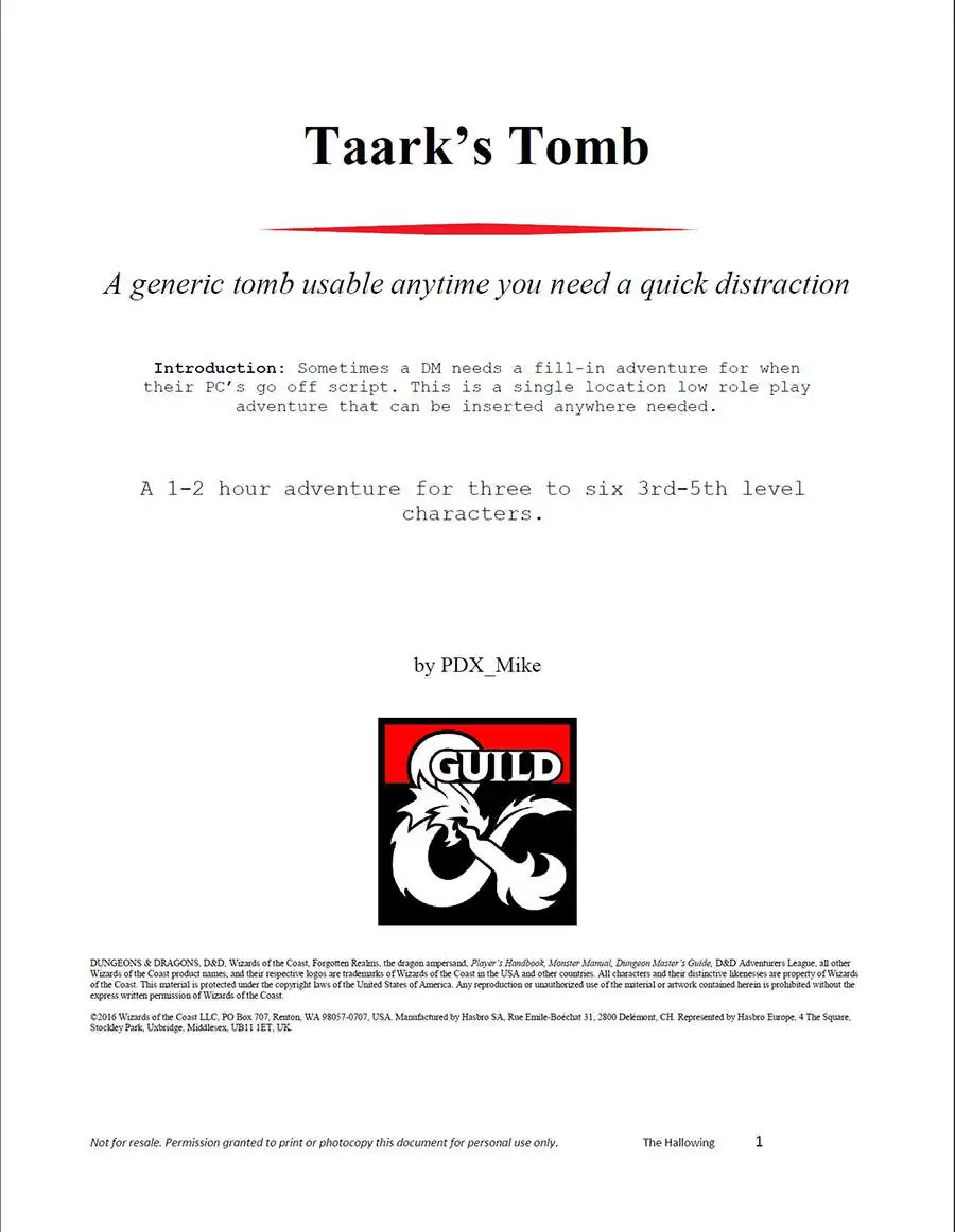 Taarks Tomb - Dungeon Masters Guild | DriveThruRPG