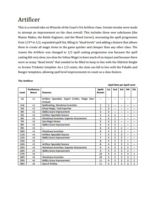Unearthed Arcana Artificer Revised - Dungeon Masters Guild | DriveThruRPG