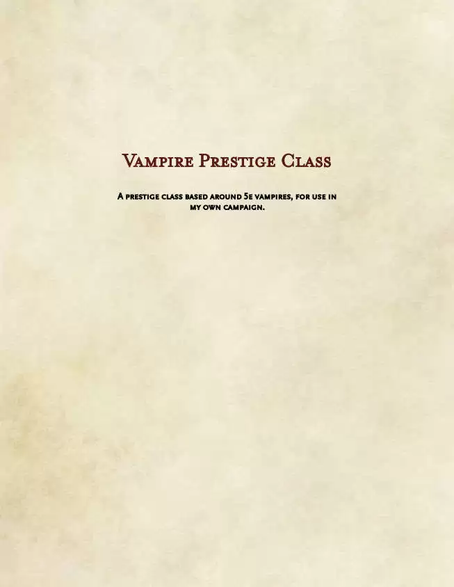 Vampire Prestige Class - Dungeon Masters Guild | DriveThruRPG