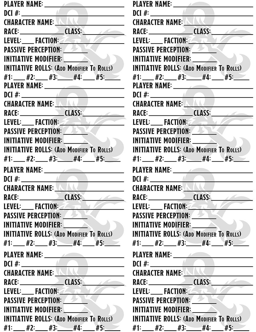 Initiative Tracker Sheets - Dungeon Masters Guild | DriveThruRPG