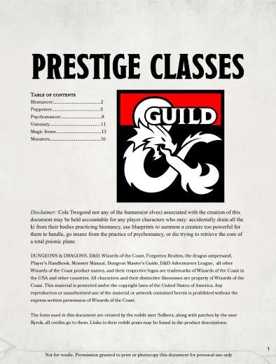 New Prestige Classes - Dungeon Masters Guild | DriveThruRPG