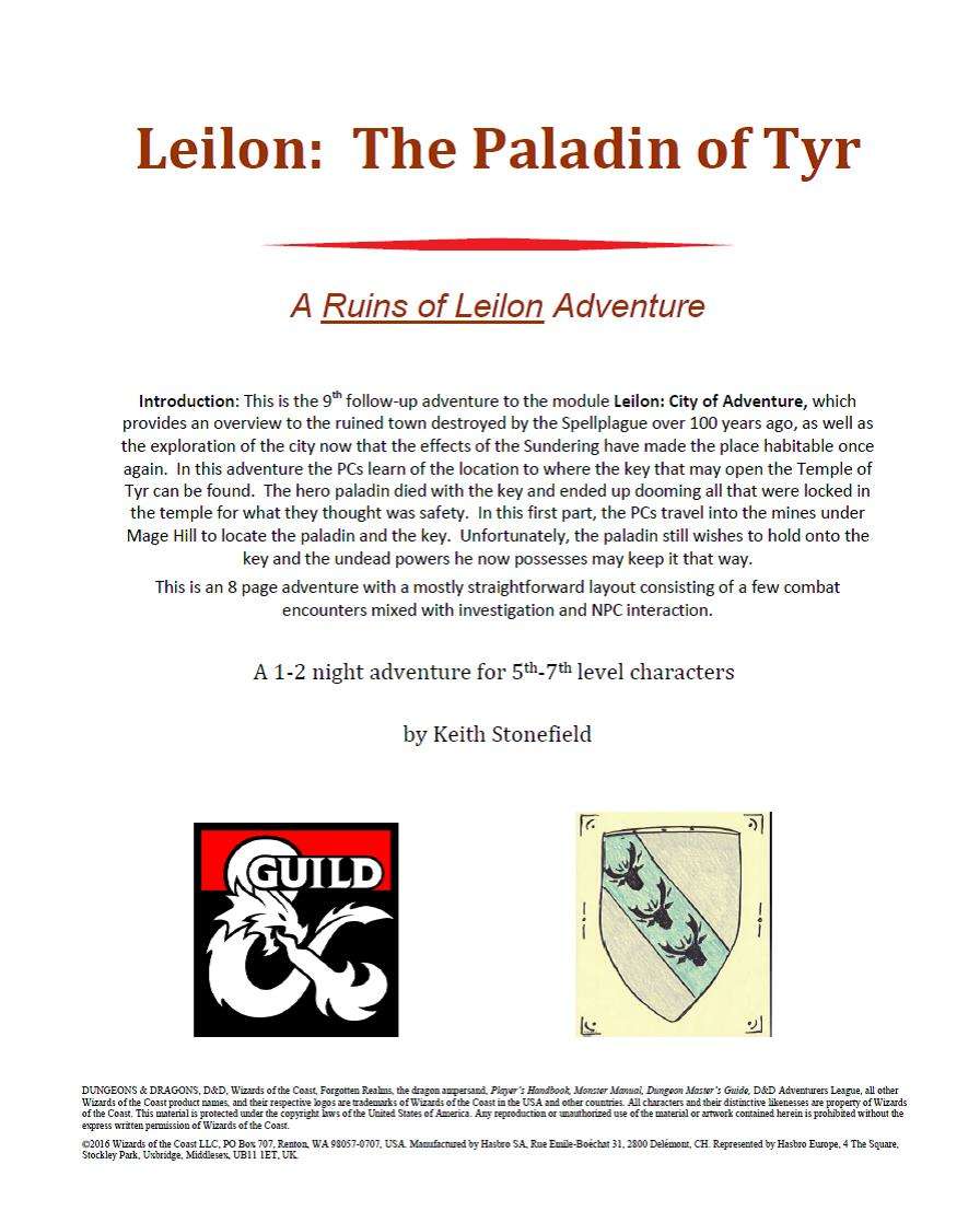 Leilon: The Paladin of Tyr - Dungeon Masters Guild | DriveThruRPG
