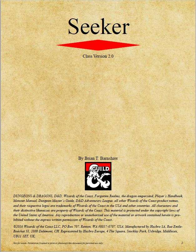 Seeker Class (D&D 5e) - Dungeon Masters Guild | DriveThruRPG