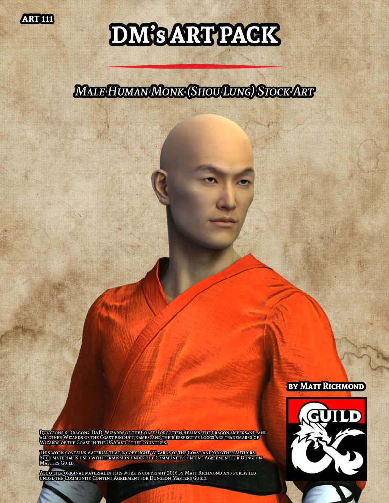 ART111 Male Human Monk (Shou Lung) - Dungeon Masters Guild | DriveThruRPG
