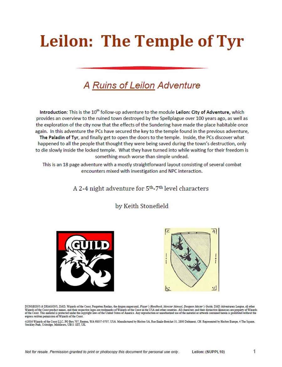 Leilon, The Temple of Tyr - Dungeon Masters Guild | DriveThruRPG