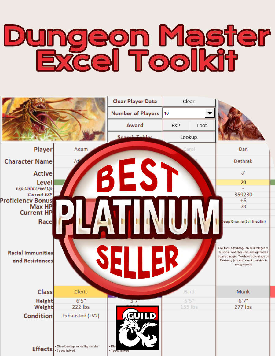 Dungeon Master Excel Toolkit - Dungeon Masters Guild | DriveThruRPG