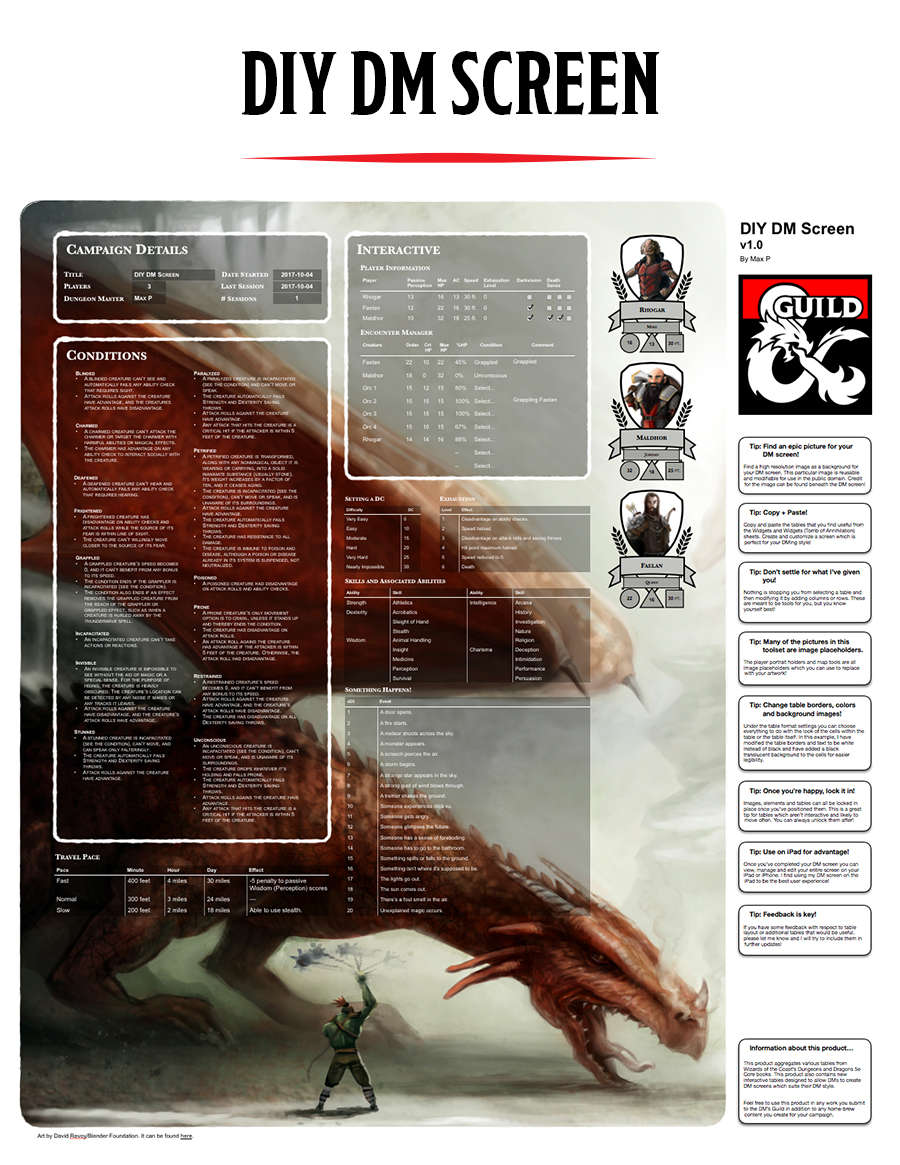 DIY DM Screen for Numbers (Mac OS, iOS) - Dungeon Masters Guild ...