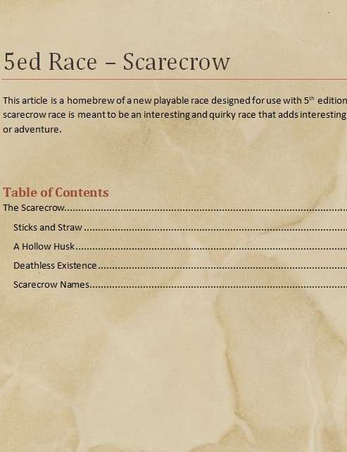 Scarecrow: Playable Race - Dungeon Masters Guild | DriveThruRPG