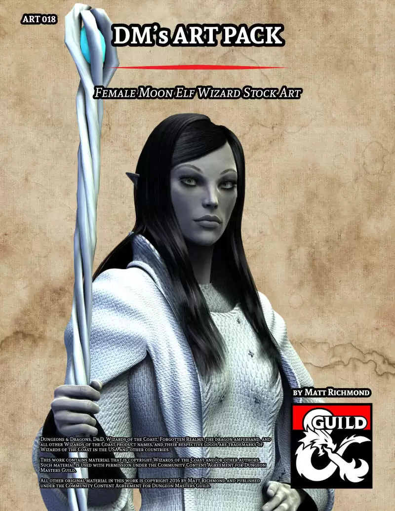ART018 Female Moon Elf Wizard - Dungeon Masters Guild | DriveThruRPG