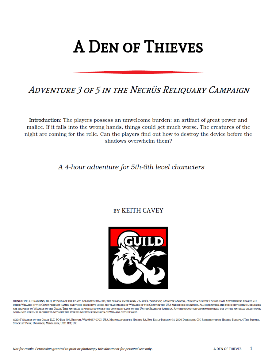 A Den of Thieves - Dungeon Masters Guild | DriveThruRPG