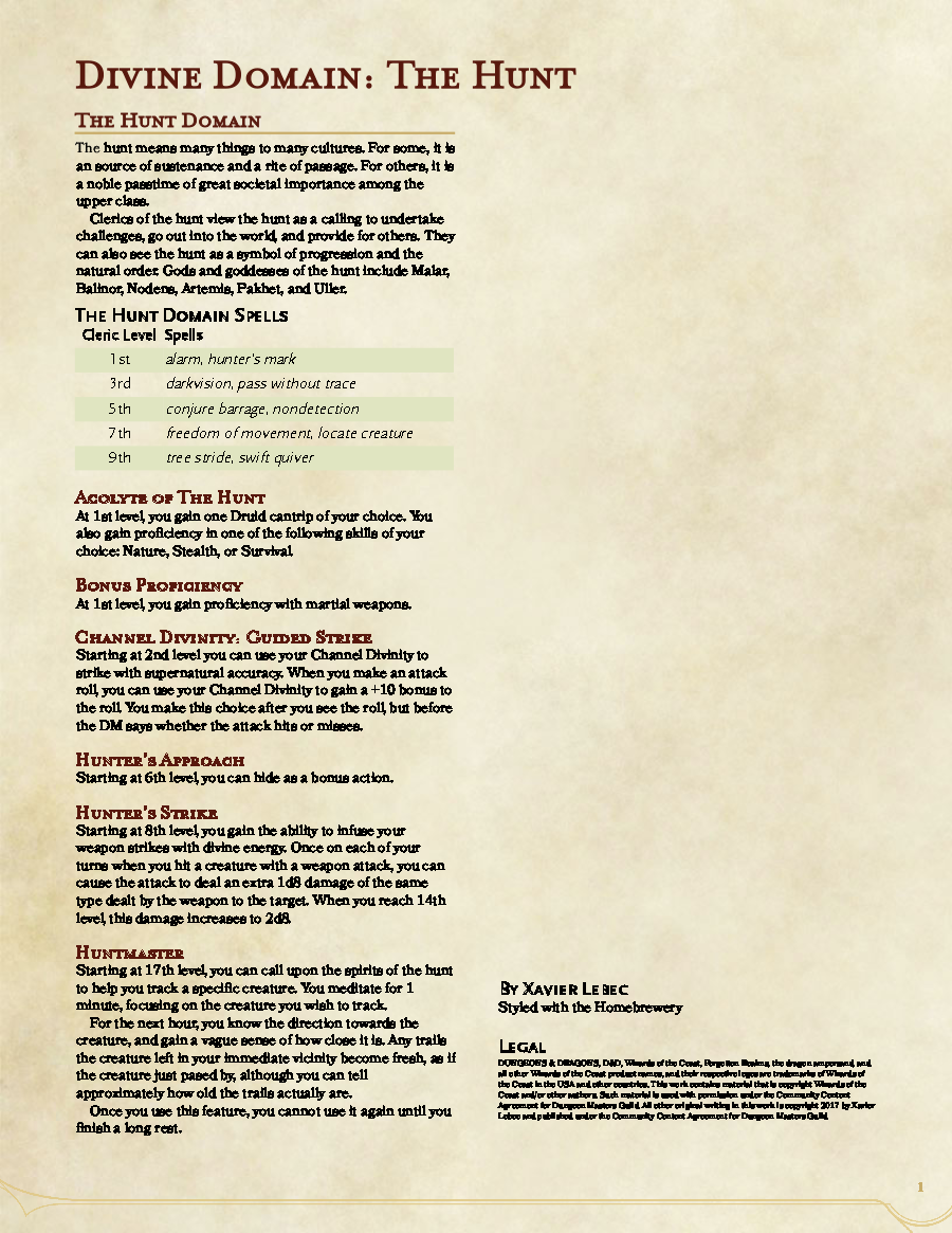 Divine Domain: The Hunt - Dungeon Masters Guild | DriveThruRPG