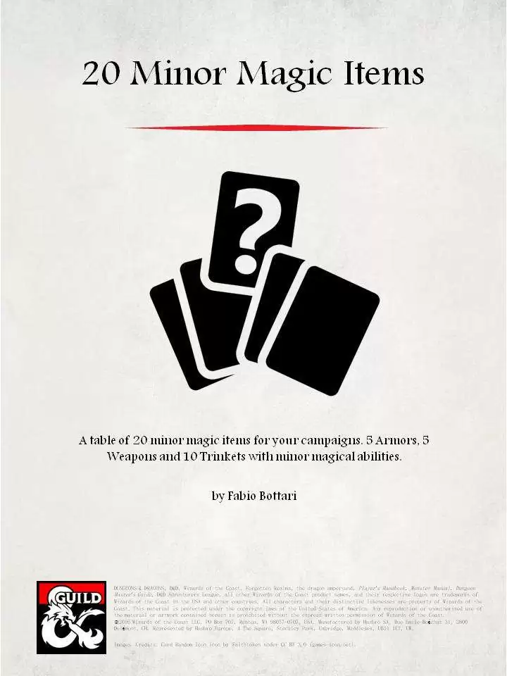 20 Minor Magic Items - Dungeon Masters Guild | DriveThruRPG