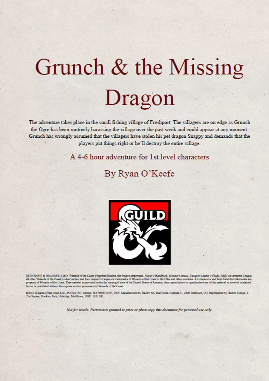 Grunch & The Missing Dragon - Dungeon Masters Guild | DriveThruRPG