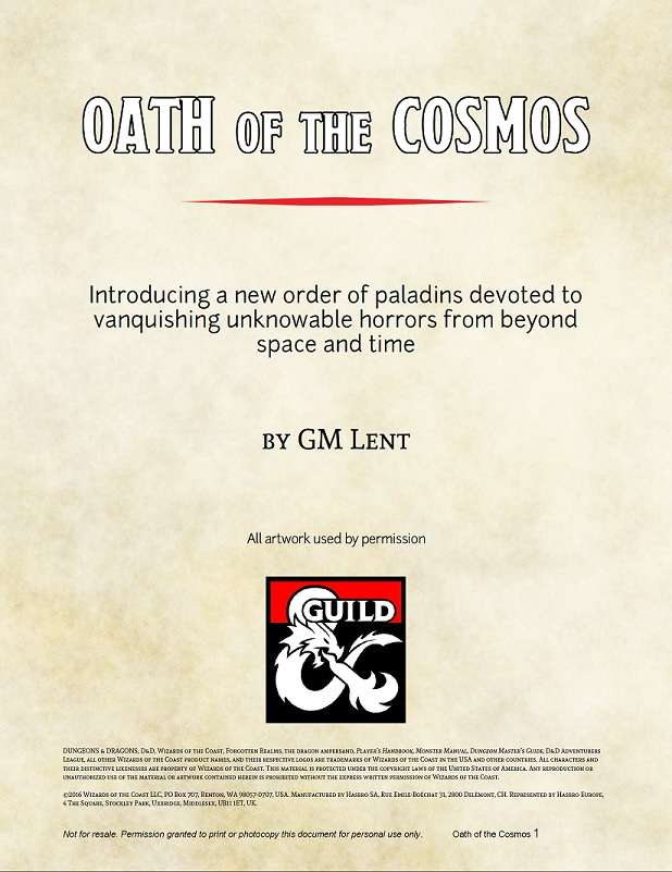 Oath of the Cosmos - Dungeon Masters Guild | DriveThruRPG