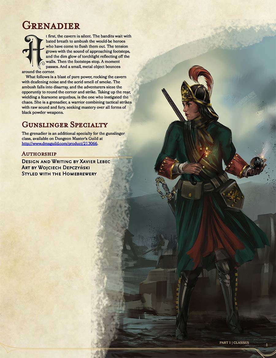 Grenadier - A Specialty for the Gunslinger Class - Dungeon Masters ...