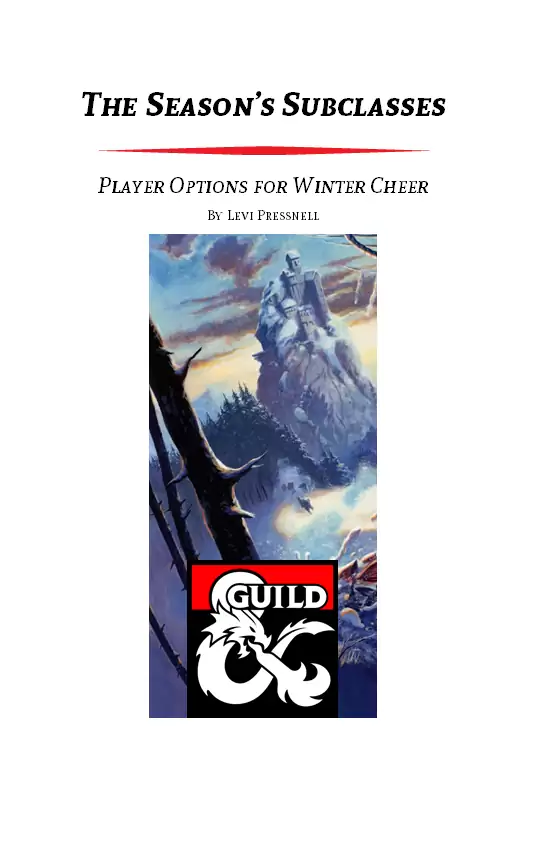 The Season's Subclasses - Player Options for Winter Cheer (5e ...