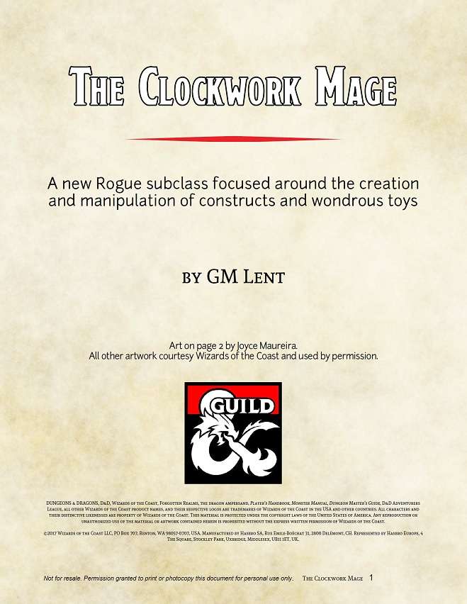 The Clockwork Mage - Dungeon Masters Guild | DriveThruRPG