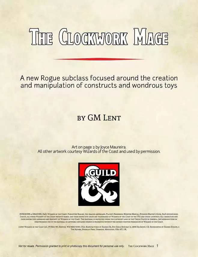 The Clockwork Mage - Dungeon Masters Guild | DriveThruRPG