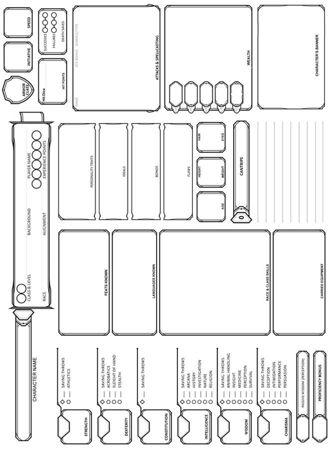 Landscape 5th Edition Character Sheet - Dungeon Masters Guild ...