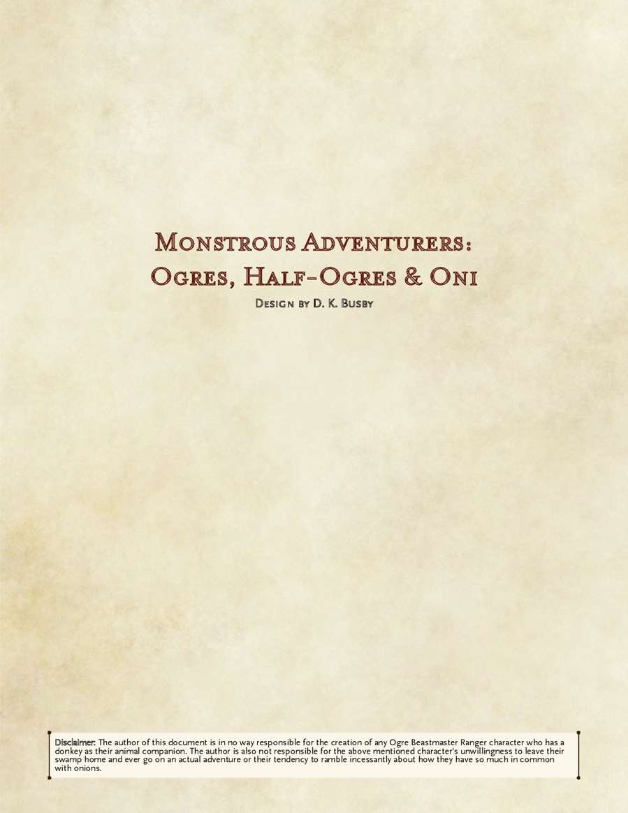 Monstrous Adventurers: Ogres, Half Ogres & Oni - Dungeon Masters Guild ...
