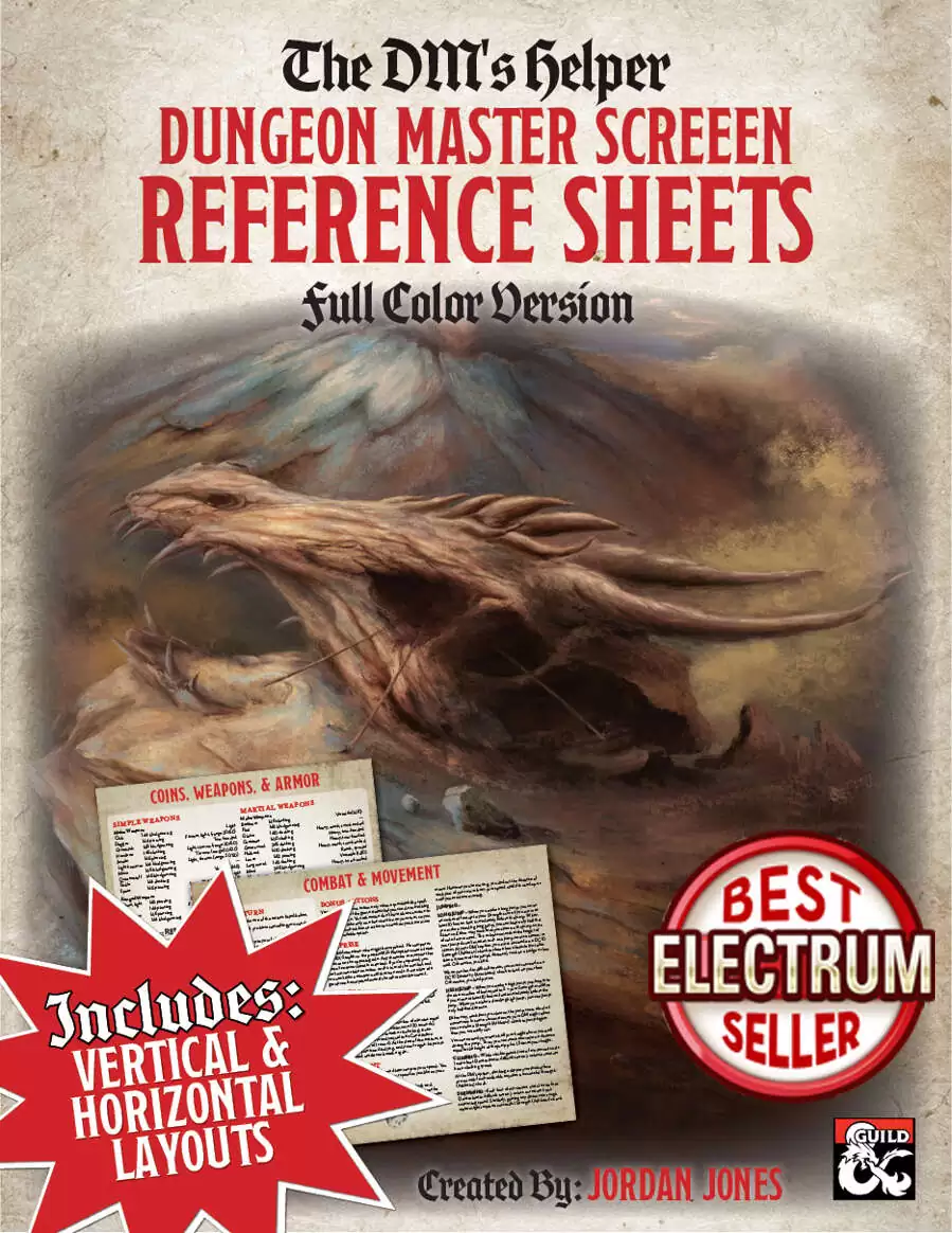 DMs Helper - Dungeon Master Screen Reference Sheets - Color - Dungeon Masters Guild | DriveThruRPG