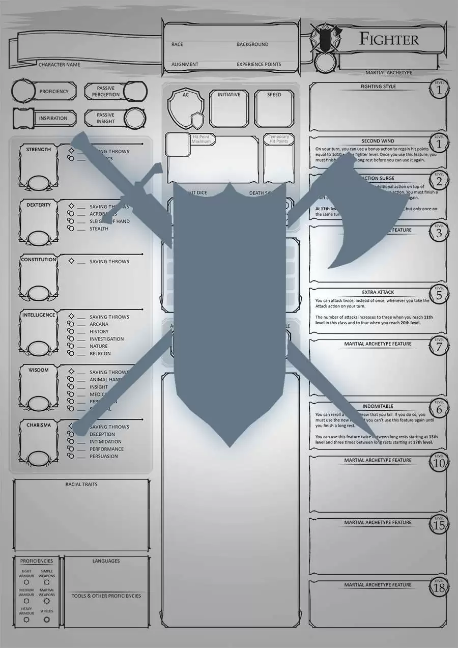 Class Character Sheets - The Fighter - Dungeon Masters Guild | DriveThruRPG