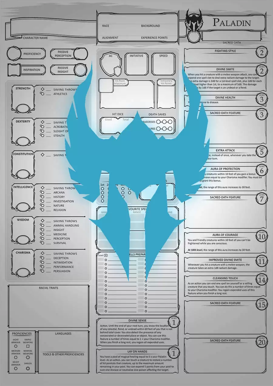 Class Character Sheets - The Paladin - Dungeon Masters Guild | DriveThruRPG