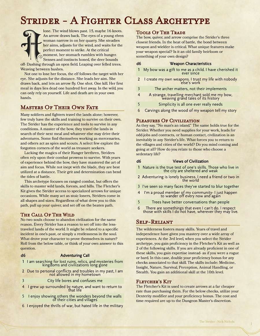 The Strider Archetype for Fighters - Dungeon Masters Guild | DriveThruRPG